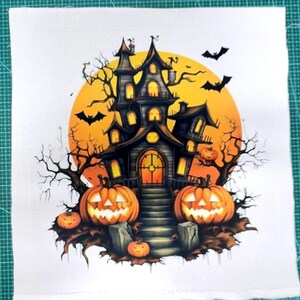 Spooky Castle Fabric Panel: Halloween Quilt Block - Etsy