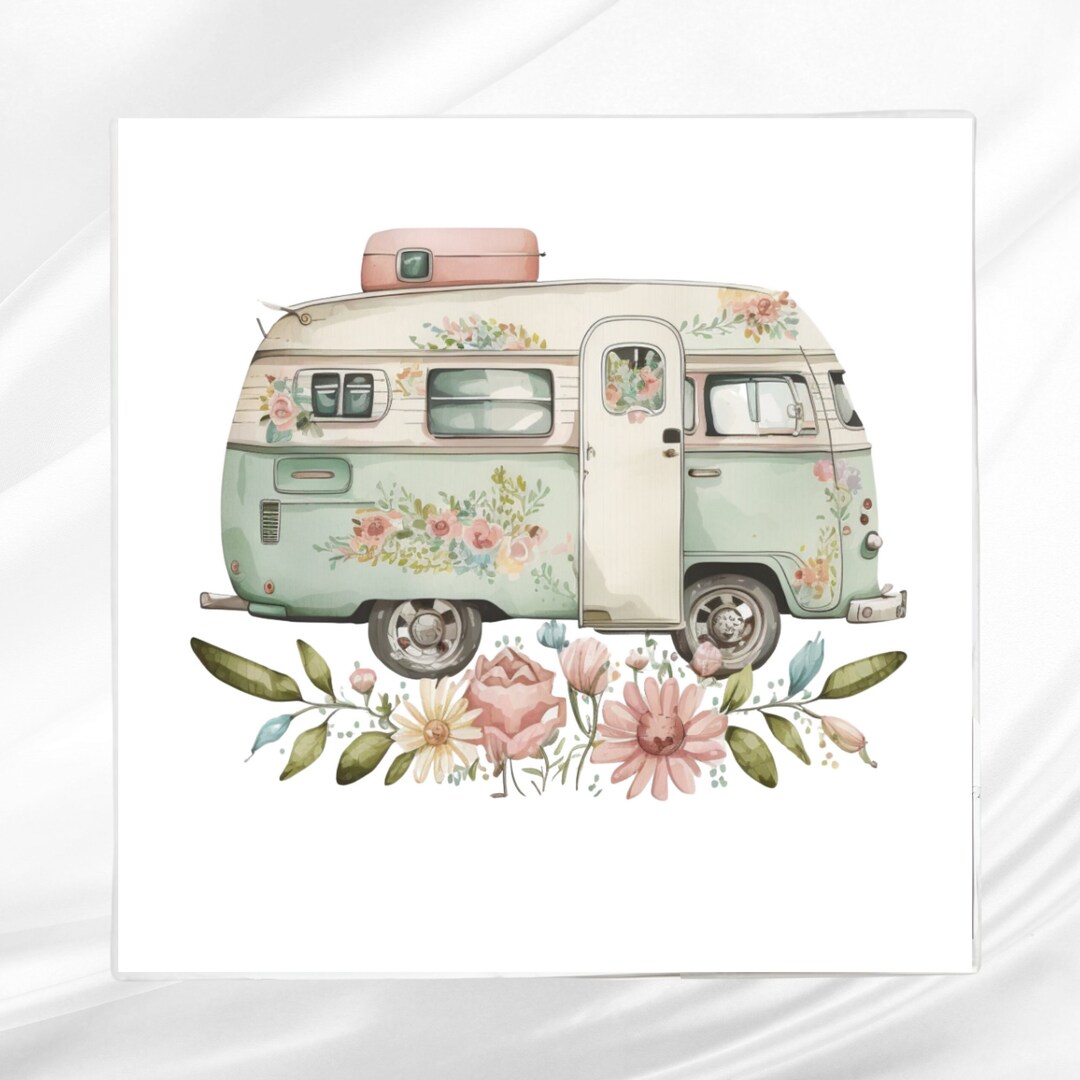 Boho Camper Van Fabric Panel: RV Quilt Block - Etsy