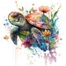 Floral Sea Turtle Fabric Panel Quilt Block Square Fabric Panel for ...