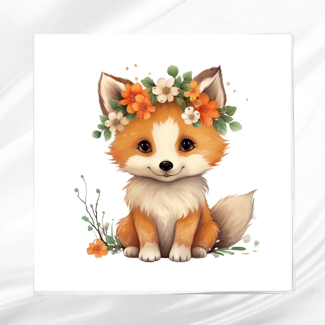 Baby Fox Fabric Panel Quilt Block 5 6 8 10 12 or 14 - Etsy