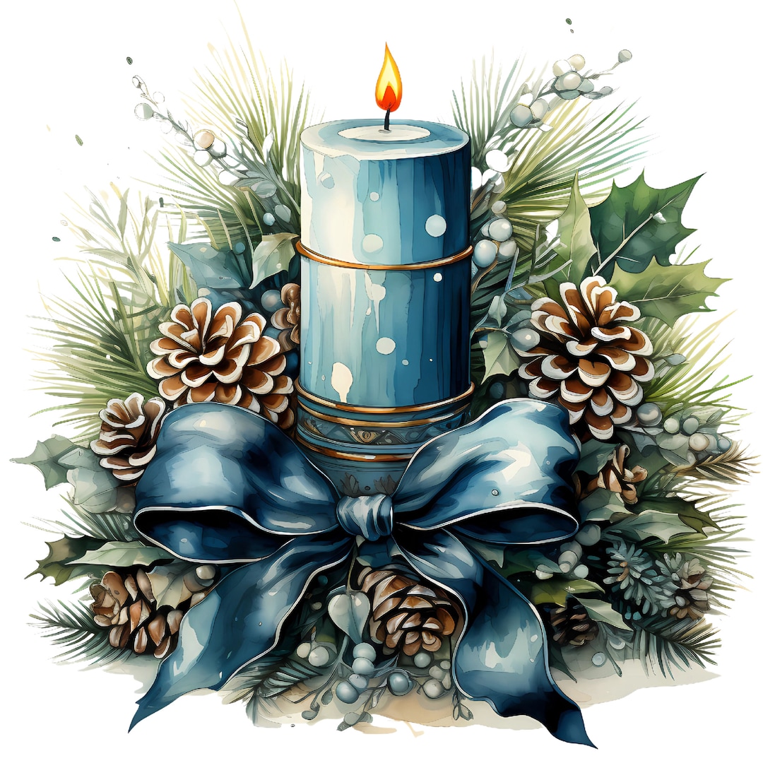 Blue Christmas Candle Fabric Panel Quilt Block 5 6 8 - Etsy