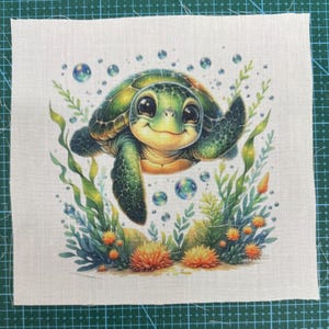 Baby Sea Turtle Fabric Panel ~ Sea Quilt Panel ~ Square Fabric Panel ...