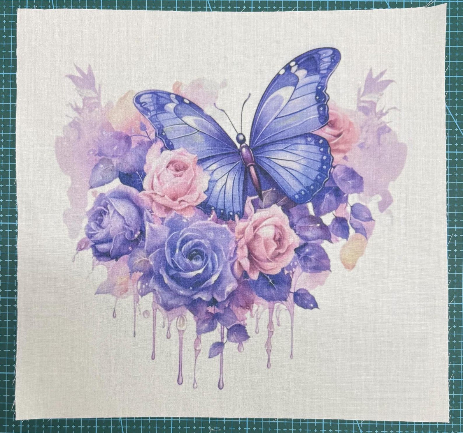 Lavender Butterfly Fabric Panel: Floral Quilt Block for Sewing - Etsy