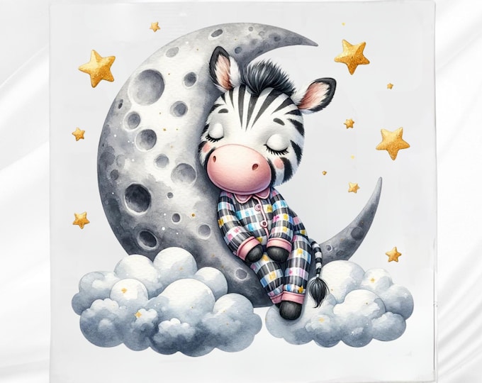 Zebra on Moon Fabric Panel: Safari Quilt Block, Sewing Projects - Etsy