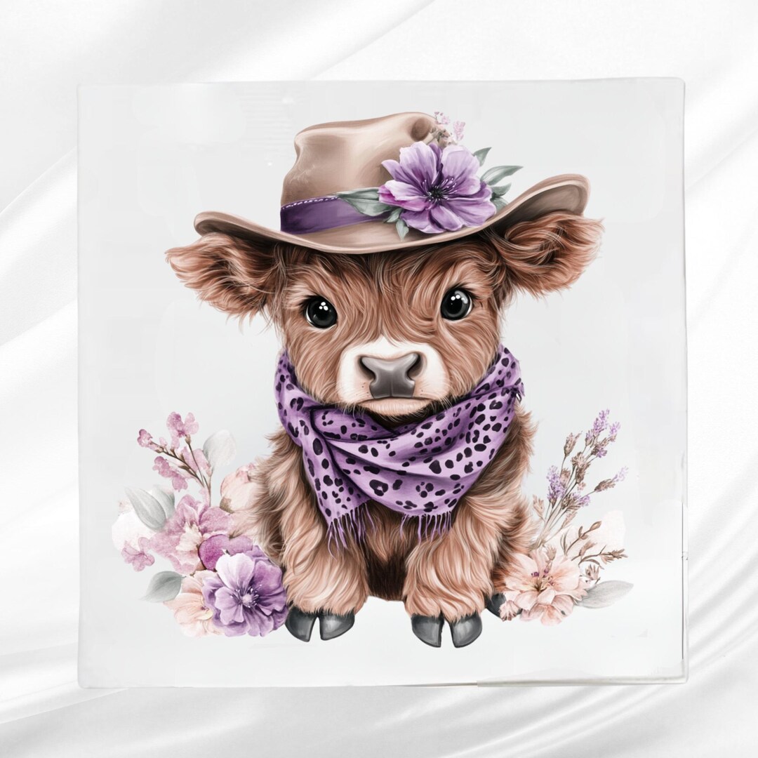 Calf in Purple Scarf Fabric Panel: Sewing & Quilting Projects - Etsy