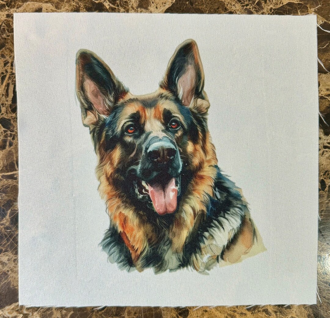 German Shepherd Fabric Panel Quilt Block Square Fabric Panel for Sewing ...