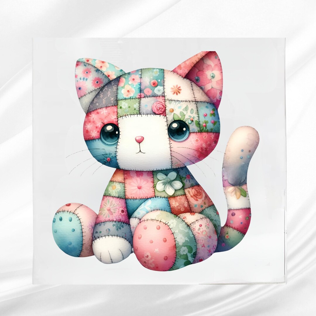 Patchwork Kitten Quilt Block for Baby Blankets and Quilts ~ Square ...