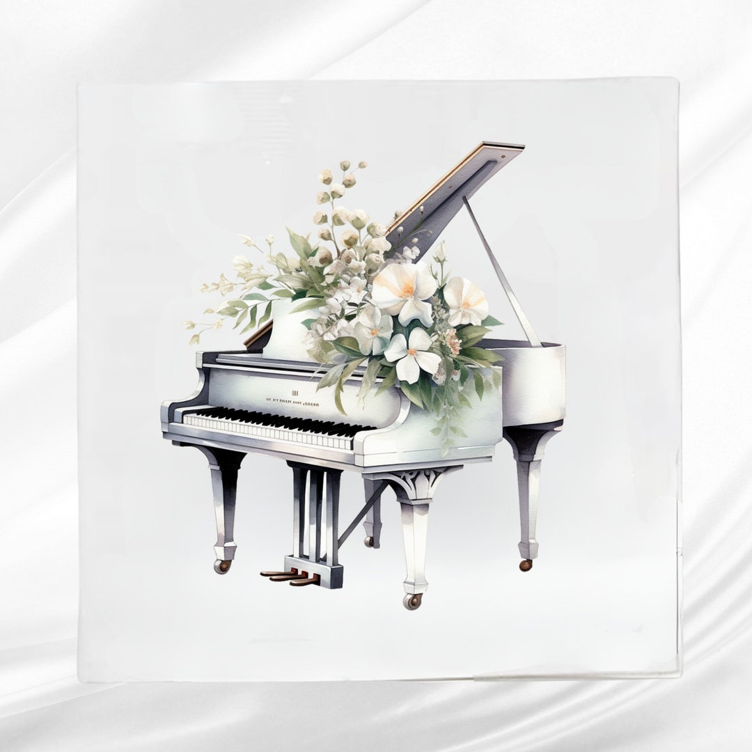 White Piano Fabric Panel ~ Quilt Block ~ Square Fabric Panel for Sewing ...