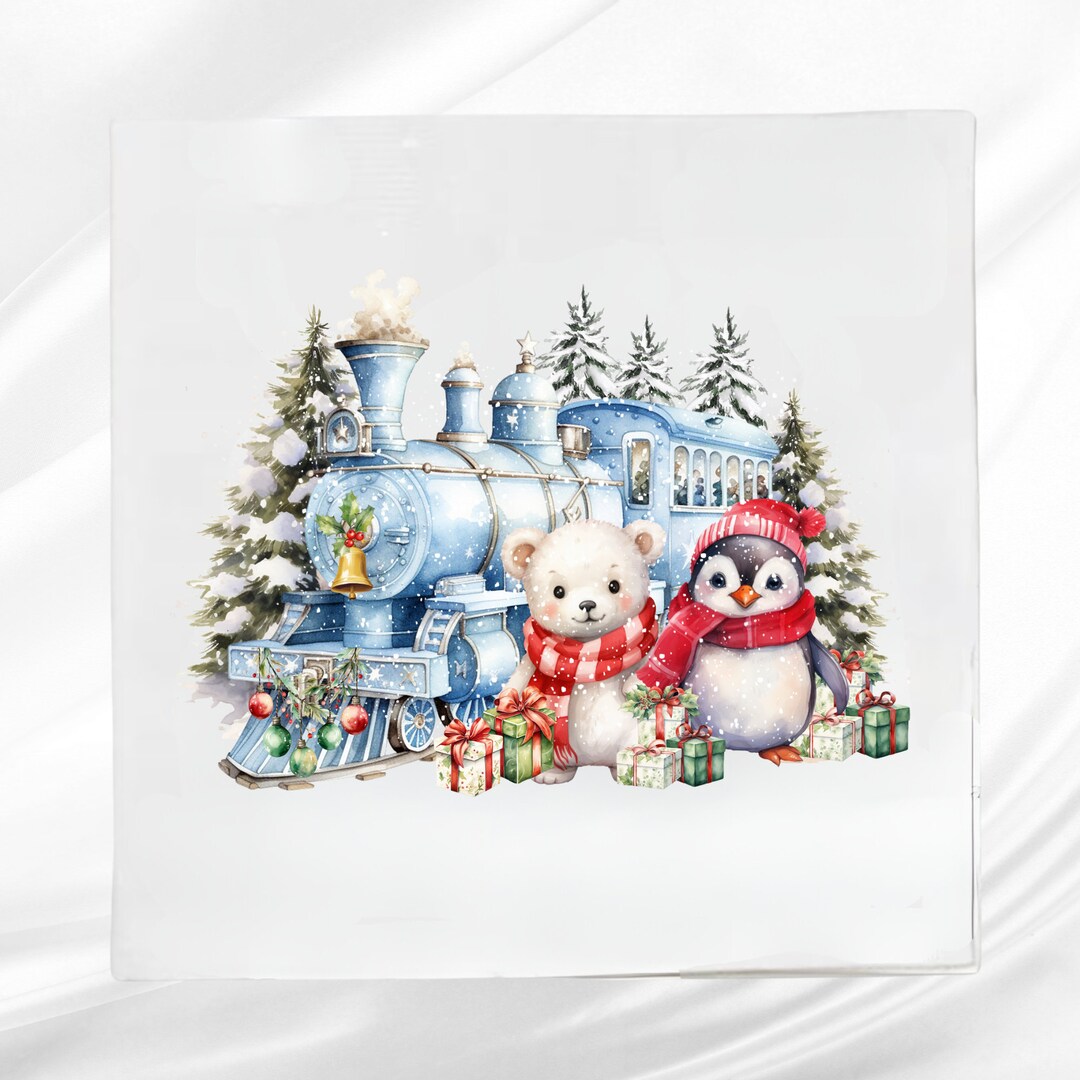 Christmas Train Fabric Panel ~ Christmas Train Quilt Panel ~ Square ...