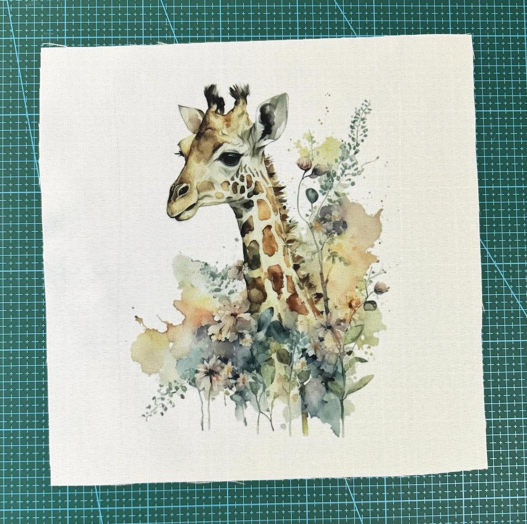 Giraffe Fabric Panel Safari Quilt Block Square Fabric Panel for Sewing ...