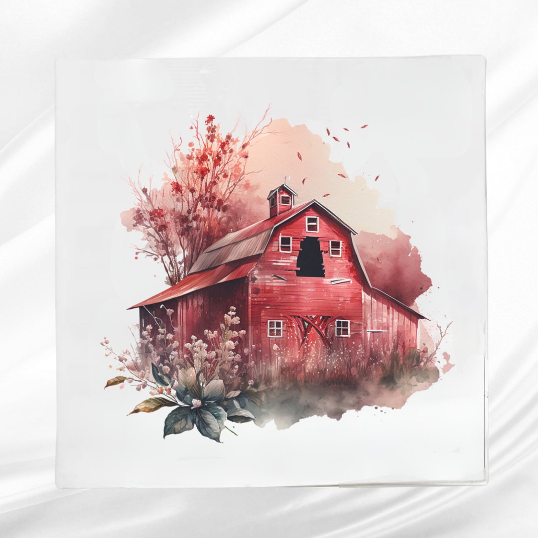 Rustic Red Barn Fabric Panel ~ Rustic Barn Quilt Panel ~ Square Fabric ...