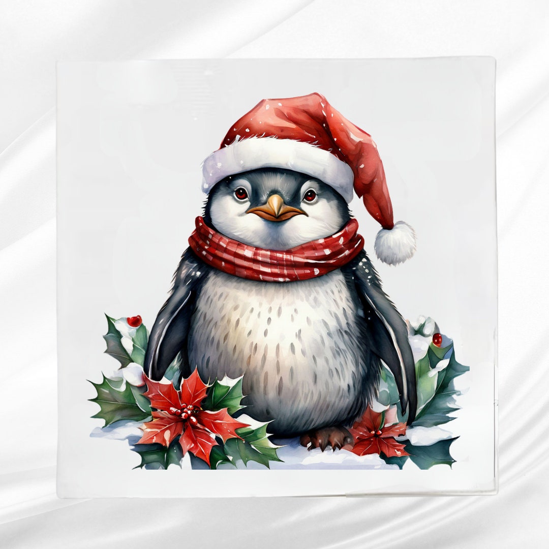 Christmas Penguin Fabric Panel ~ Christmas Quilt Panel ~ Square Fabric ...