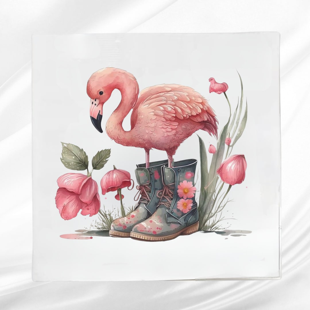 Flamingo Fabric Panel ~ Quilt Block ~ Square Fabric Panel for Sewing ...