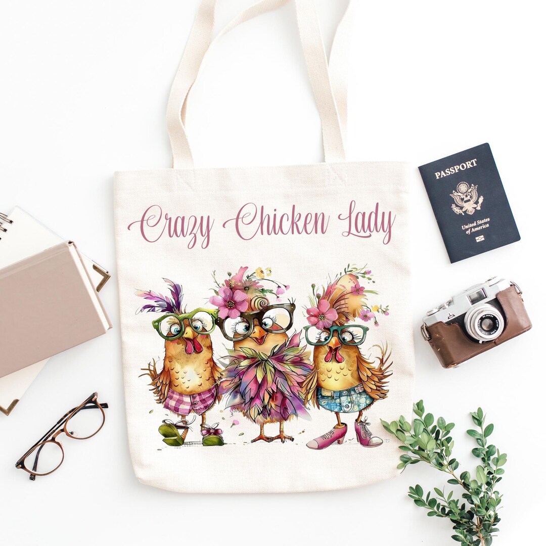 Crazy Chicken Lady Tote Bag: Personalized Chicken Lover Gift - Etsy
