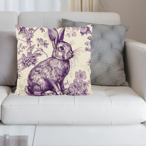 Purple Toile Rabbit Fabric Panel: Easter Sewing Square - Etsy
