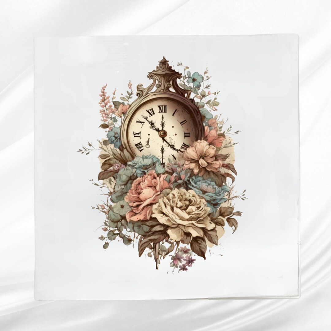 Floral Clock Fabric Panel: Antique Quilt Block - Etsy