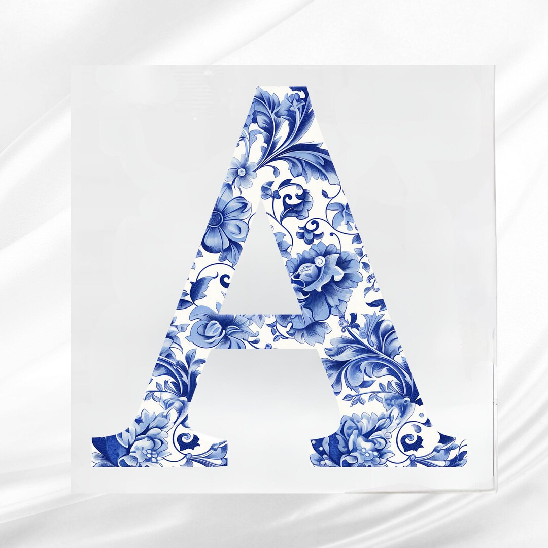 Delft Blue Alphabet Fabric Panels: Personalized Quilt Block for Sewing ...