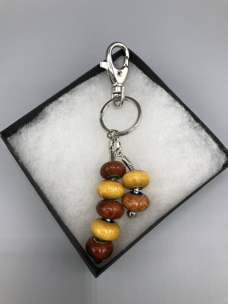 Handmade Turned Assorted Pandora Style Wooden Bead Keyring - Etsy
