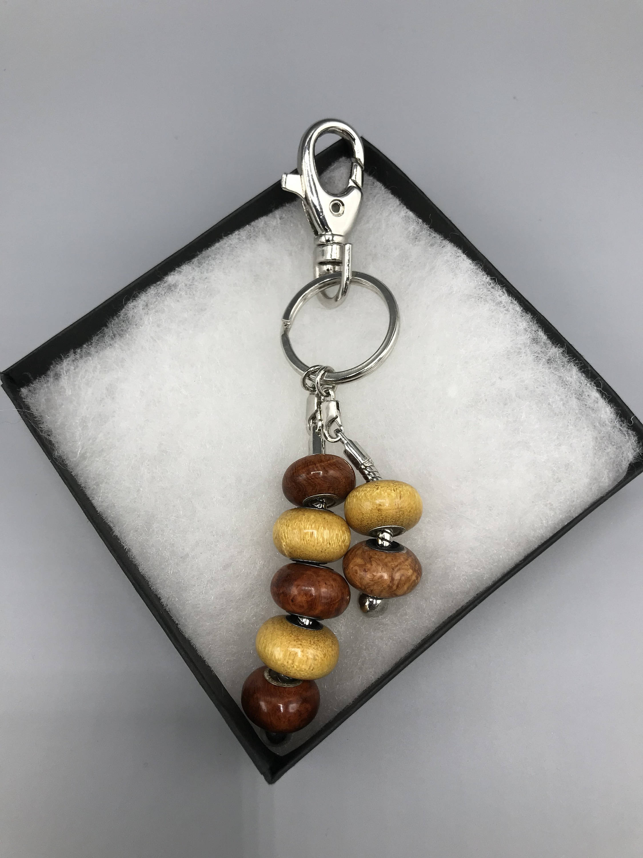 Handmade Turned Assorted Pandora Style Wooden Bead Keyring - Etsy