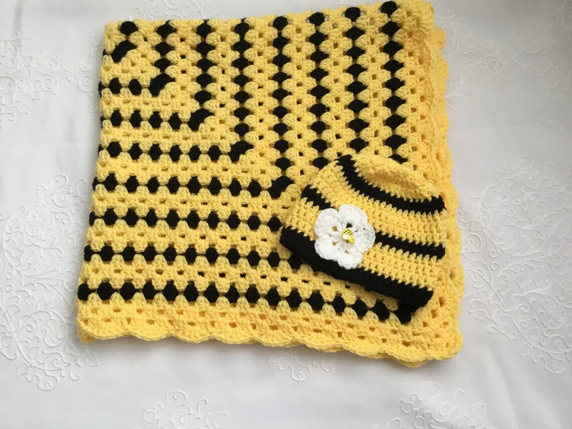 Crochet Baby Bee Blanket With Bee Baby Hat! - Etsy