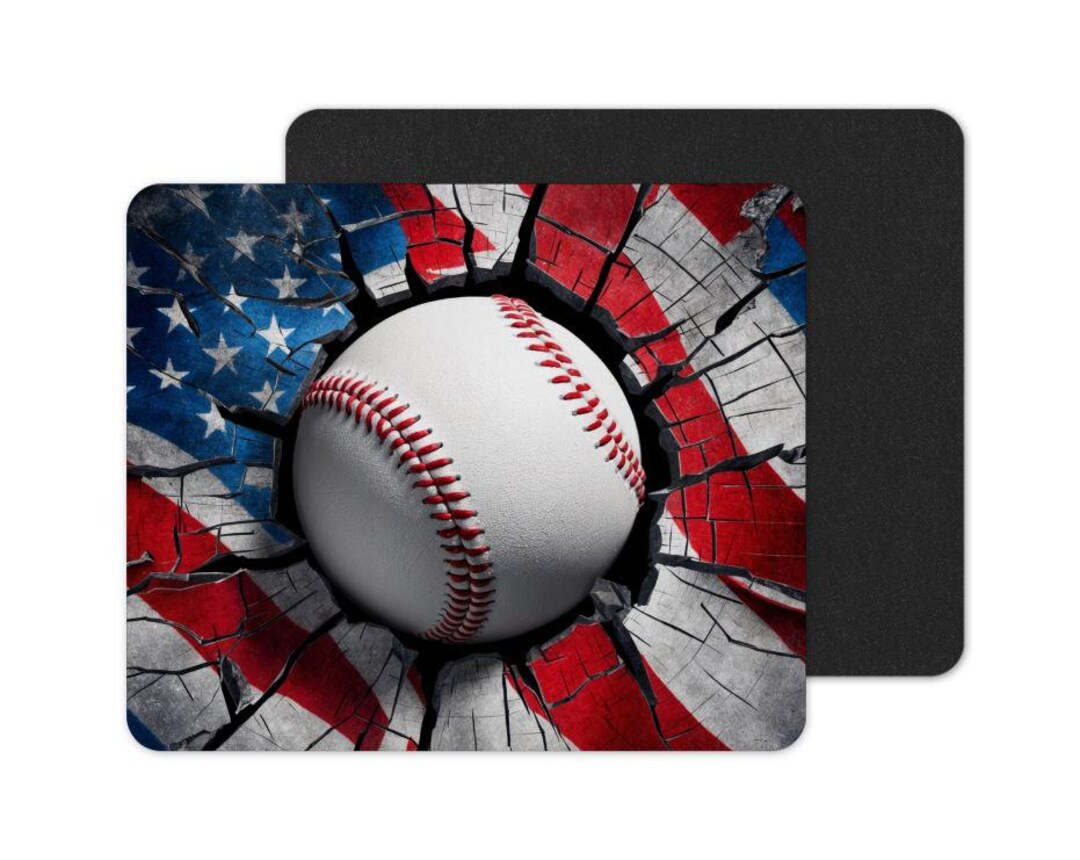 Baseball Mouse Pad, Patriotic Baseball Desk Mat, USA Flag Sports Office ...