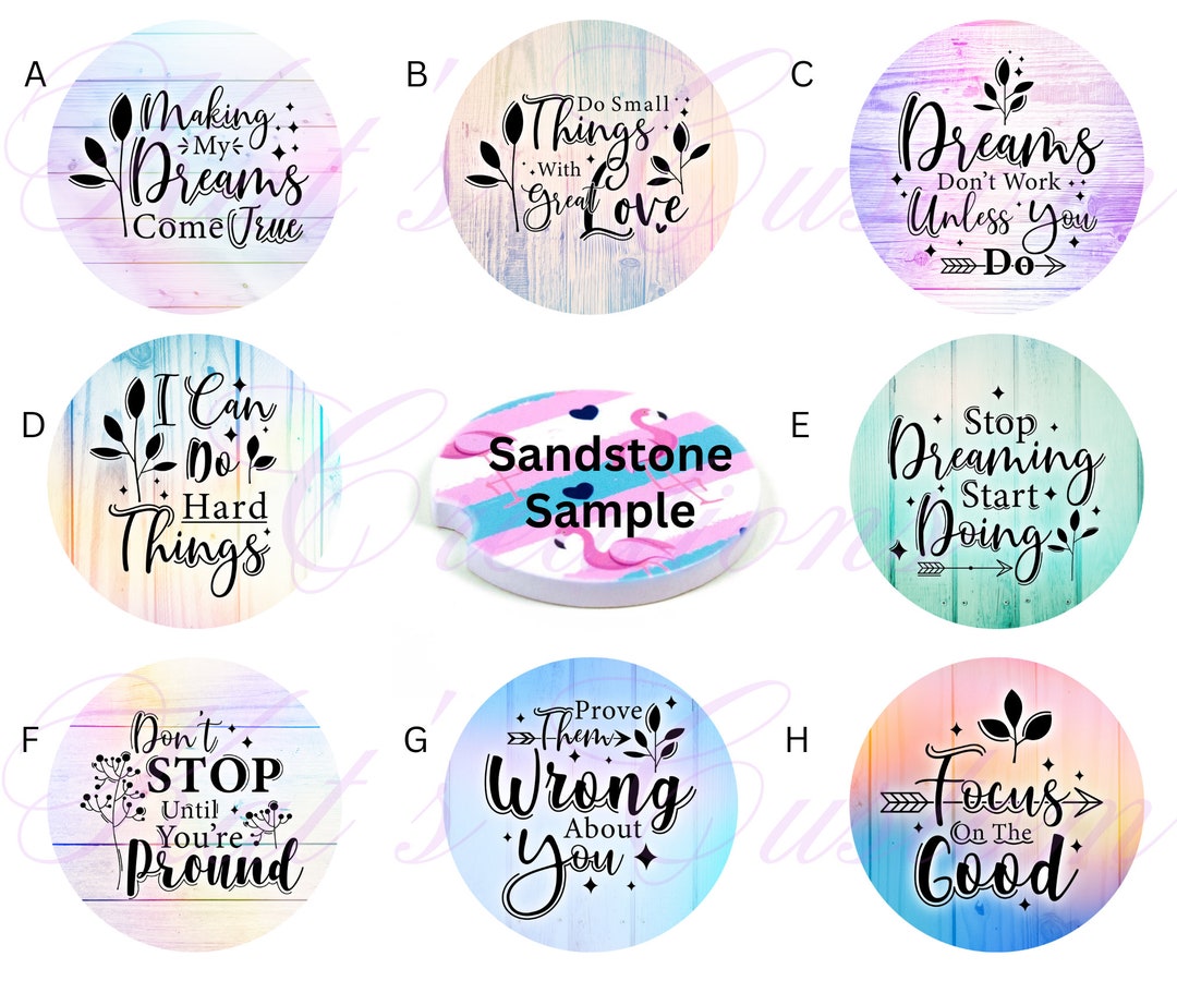 Motivational Car Coaster Set: Positive Quote Sandstone Coasters - Etsy