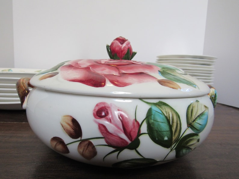 Vintage Lefton Americana Rose Pottery Mid Century Dining Set | Etsy