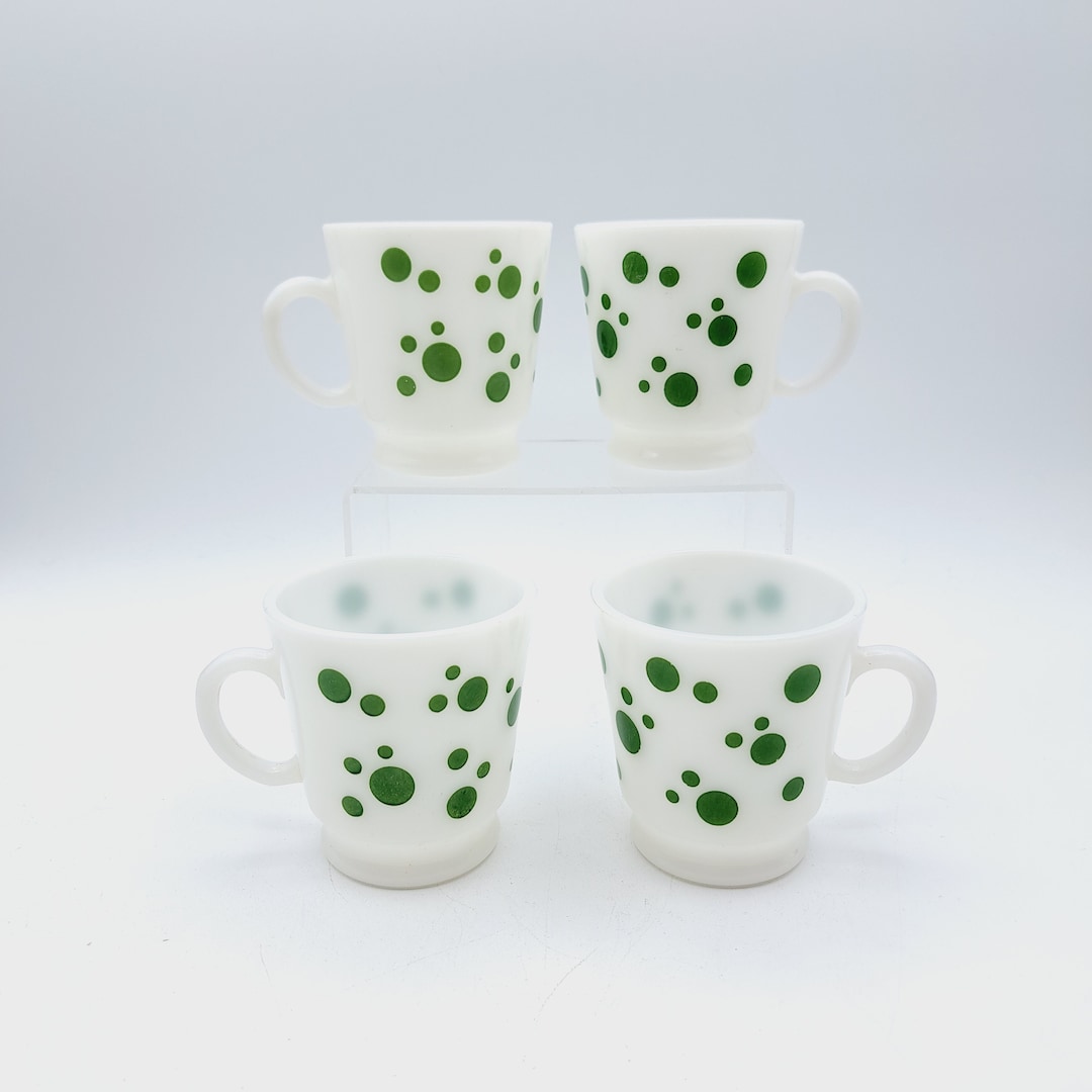 Vintage Hazel Atlas Polka Dot Mugs, Collectible Hazel Atlas Set, Mid ...