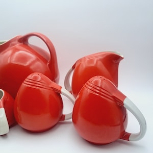 Vintage Hall Superior Chinese Red, Hall Pottery, Creamer and Sugar ...