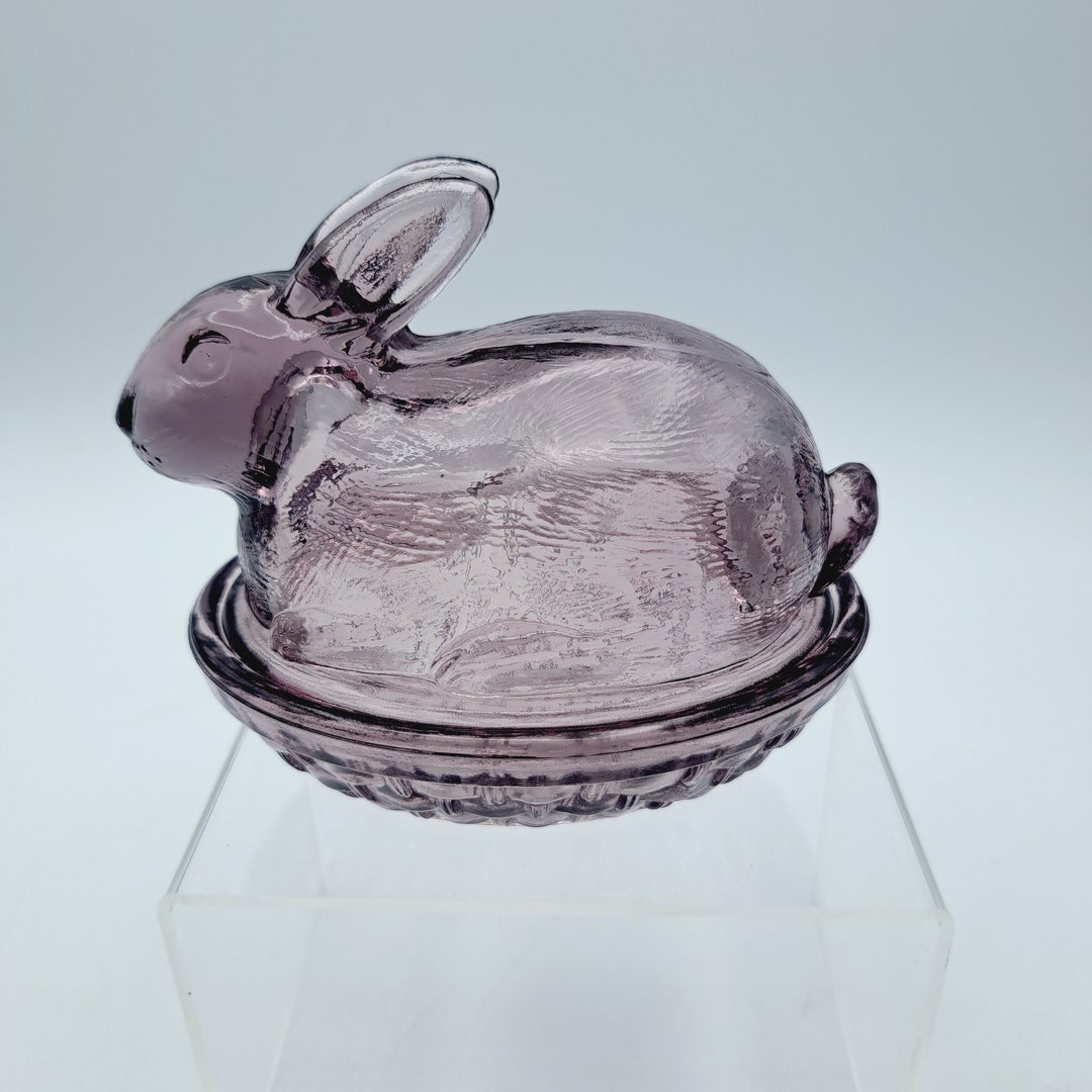 Vintage L E Smith Covered Bunny on Nest, Collectible Smith Glass, Smith ...