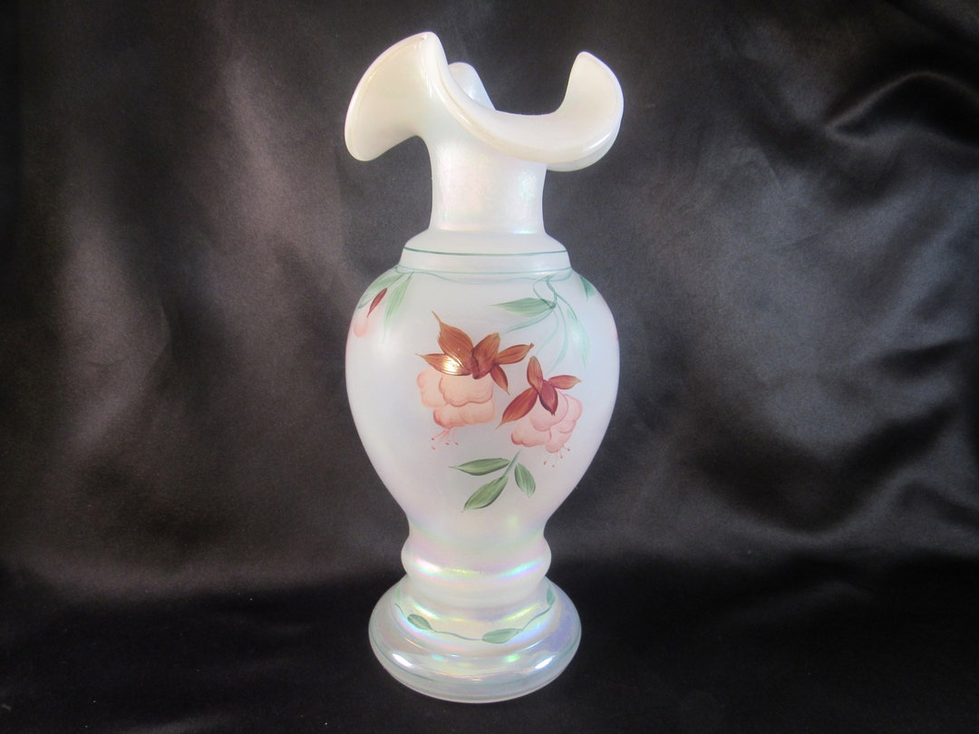 Vintage Fenton Fuchsia Hand Painted by J. Powell Vase No. 2199 ...