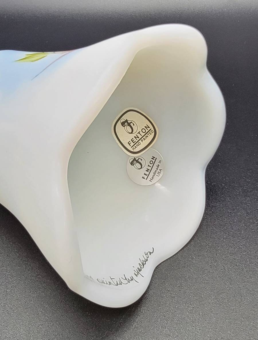 Vintage Fenton Hand Painted Signed Bell Fenton With Sticker - Etsy