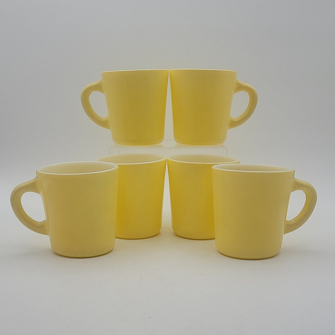 Vintage Hazel Atlas Yellow Coffee Mug Set, Mid Century Dining and ...