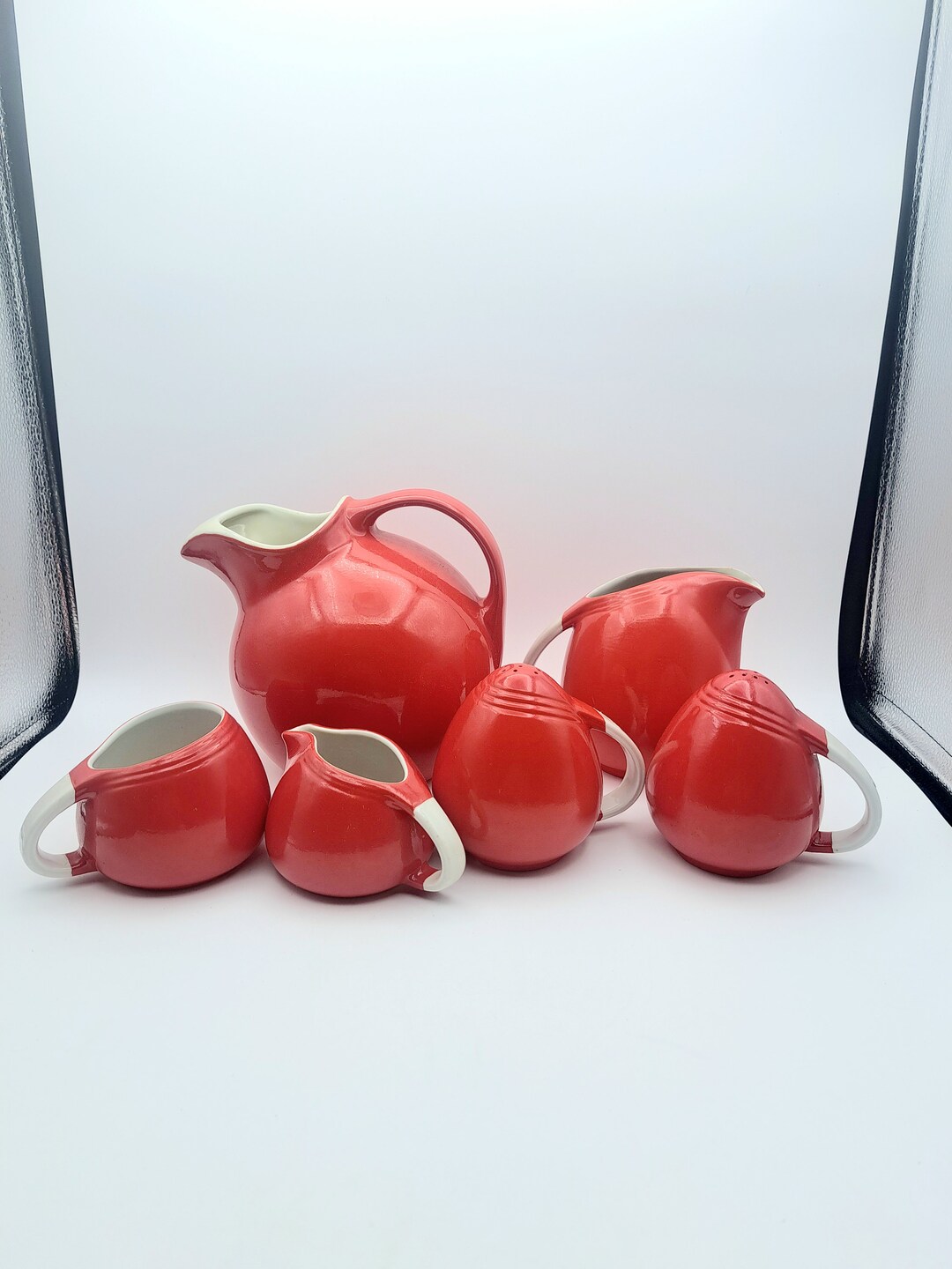 Vintage Hall Superior Chinese Red, Hall Pottery, Creamer and Sugar ...