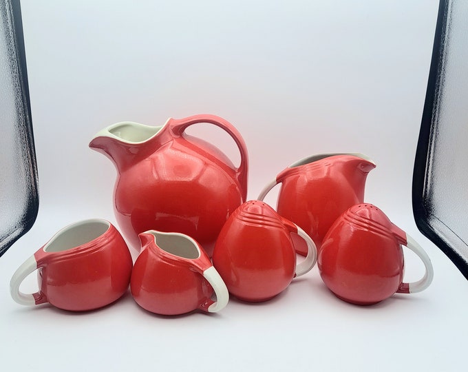 Vintage Hall Superior Chinese Red, Hall Pottery, Creamer and Sugar ...