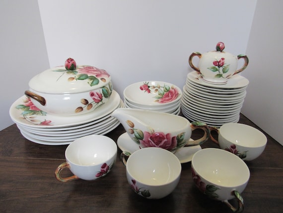 Vintage Lefton Americana Rose Pottery Mid Century Dining Set | Etsy