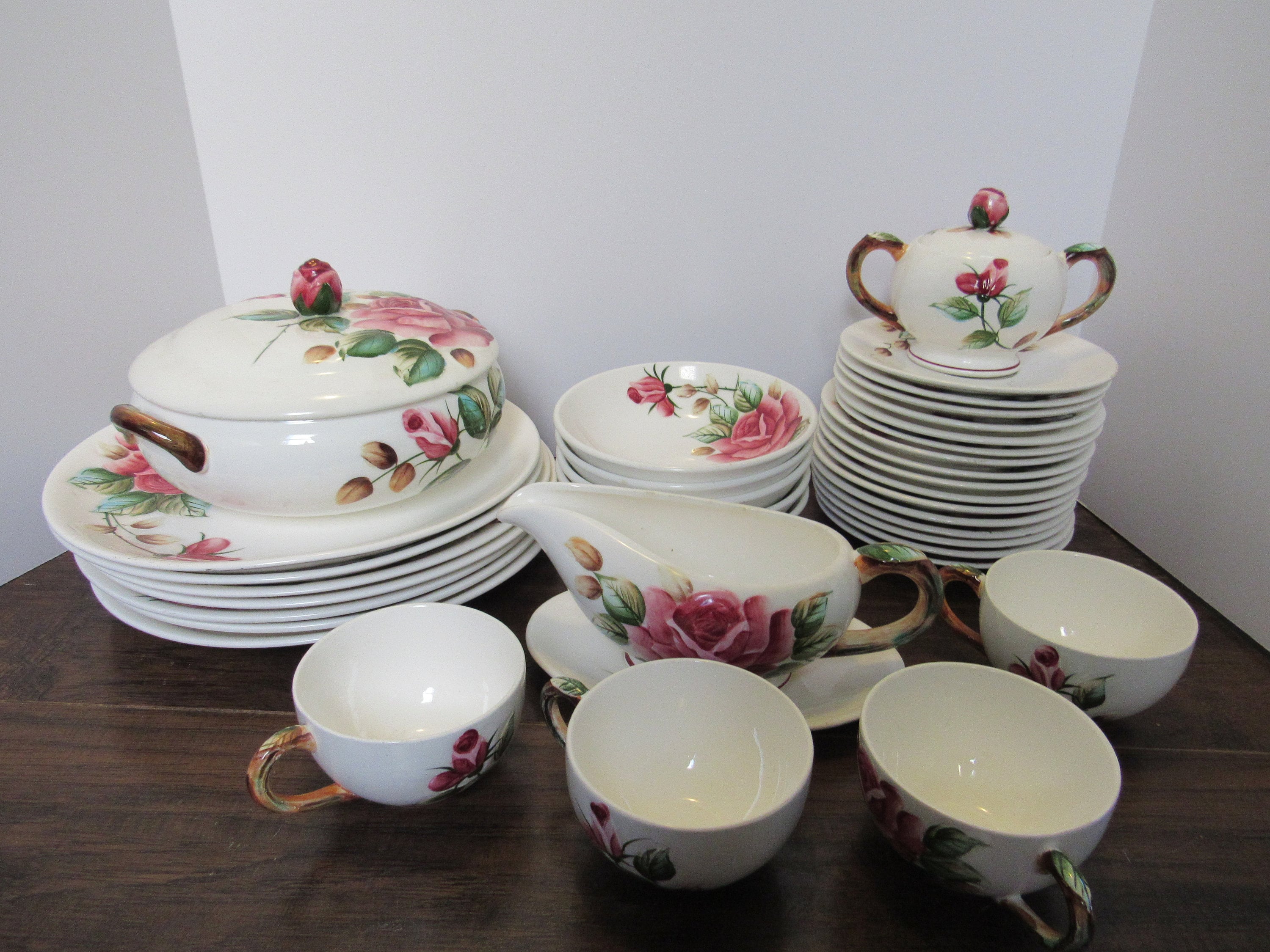 Vintage Lefton Americana Rose Pottery, Mid Century Dining Set, Vintage ...