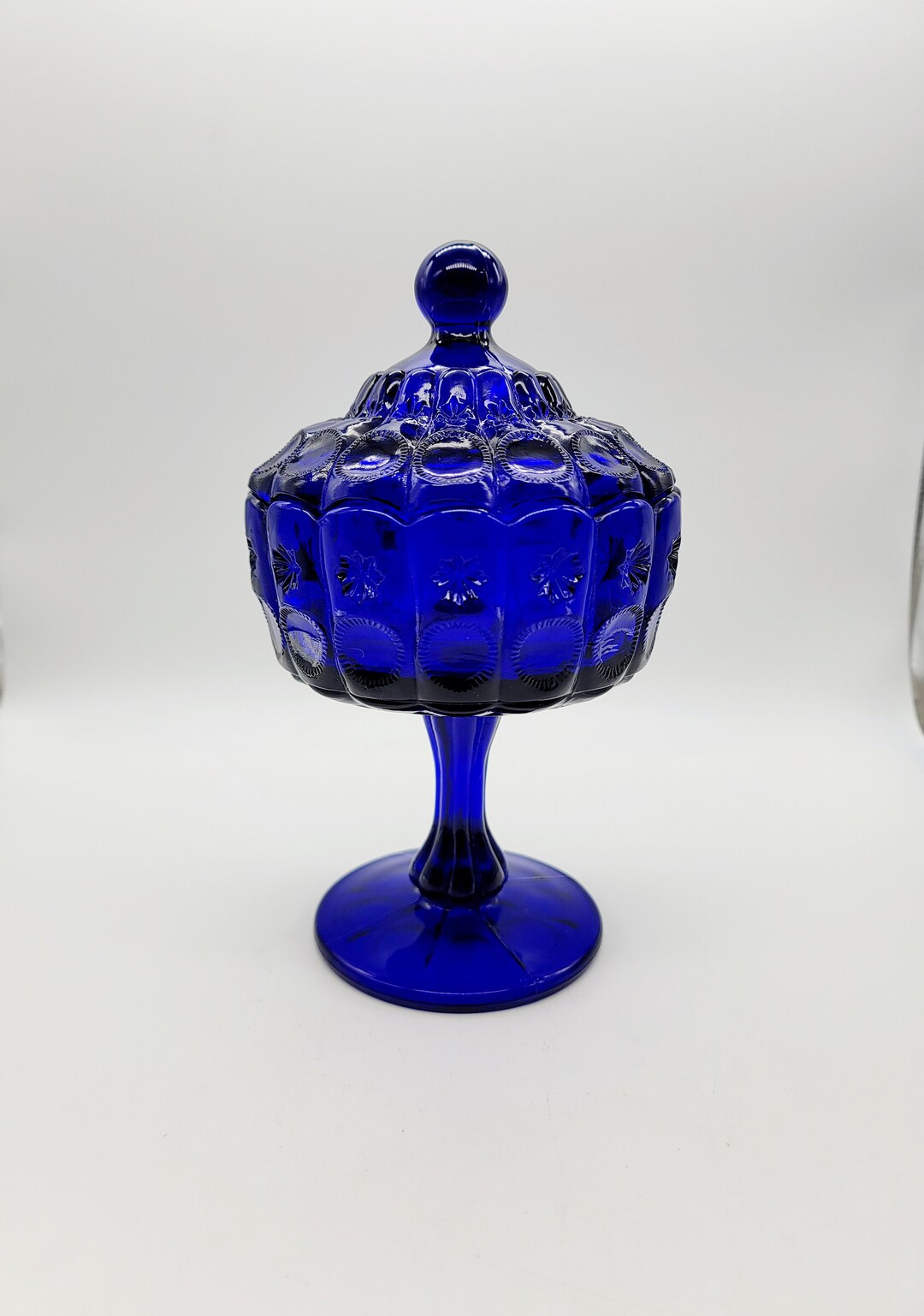 Vintage Blue Glass Covered Candy Dish, Collectible Glass, Alexis ...