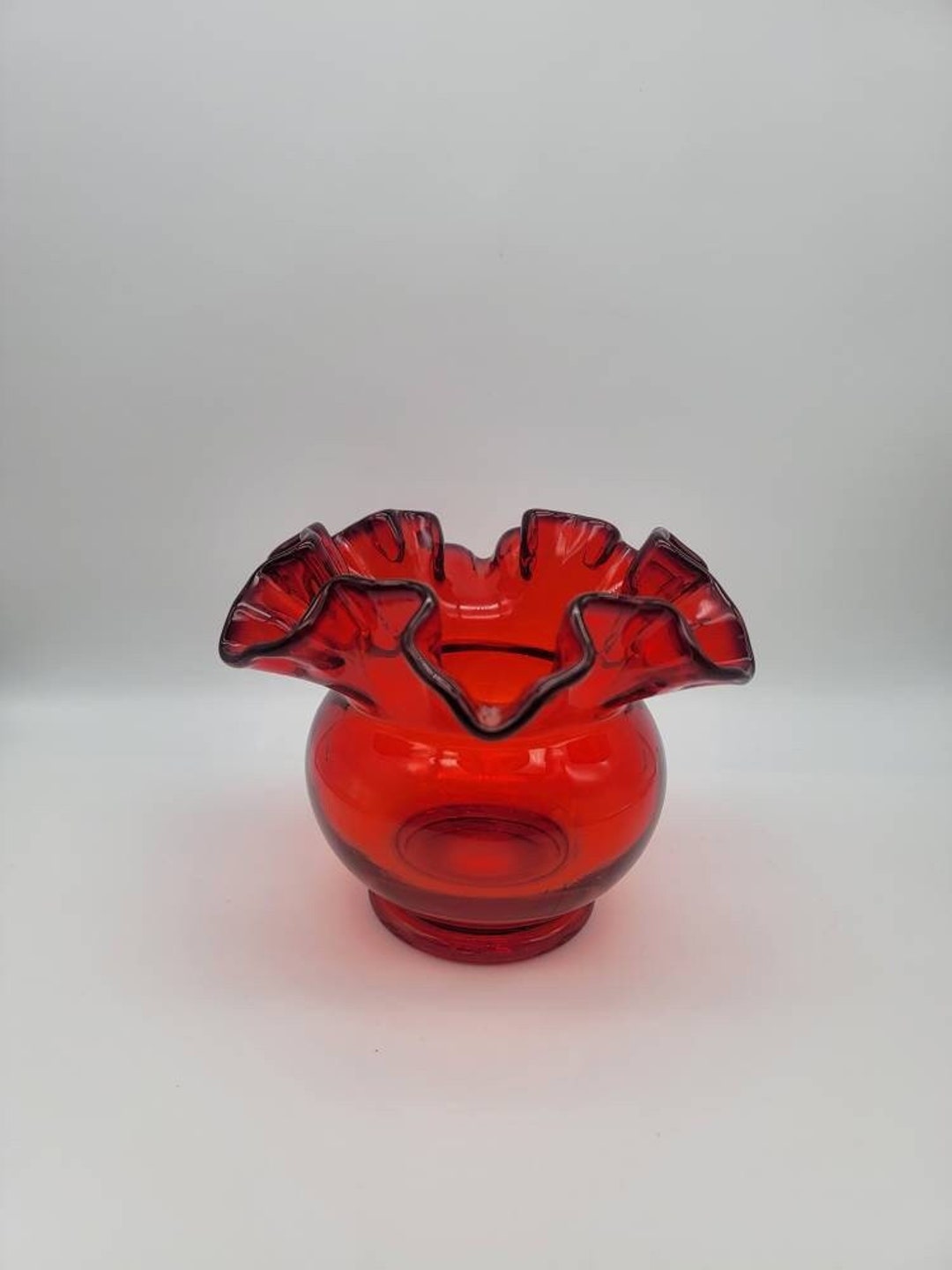 Vintage Fenton Red Vase, Collectible Fenton Ruby Vase, West Virginia ...