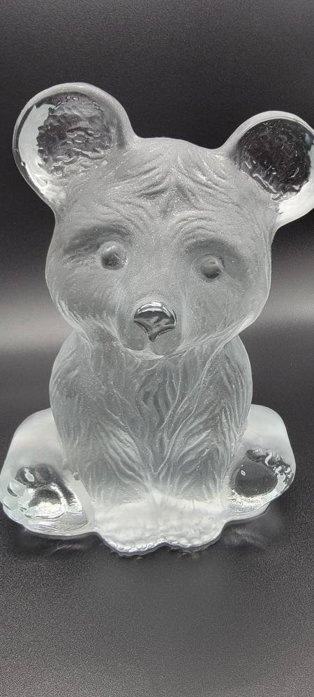 Vintage Viking Glass Bear Figurine Viking Satin and Clear - Etsy