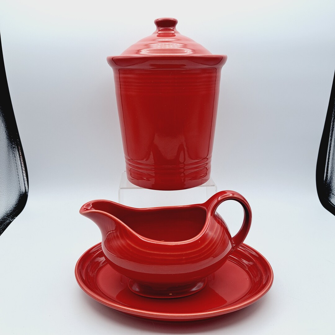 Vintage Fiesta Pottery Canister With Lid, Collectible Fiesta Gravy Boat ...