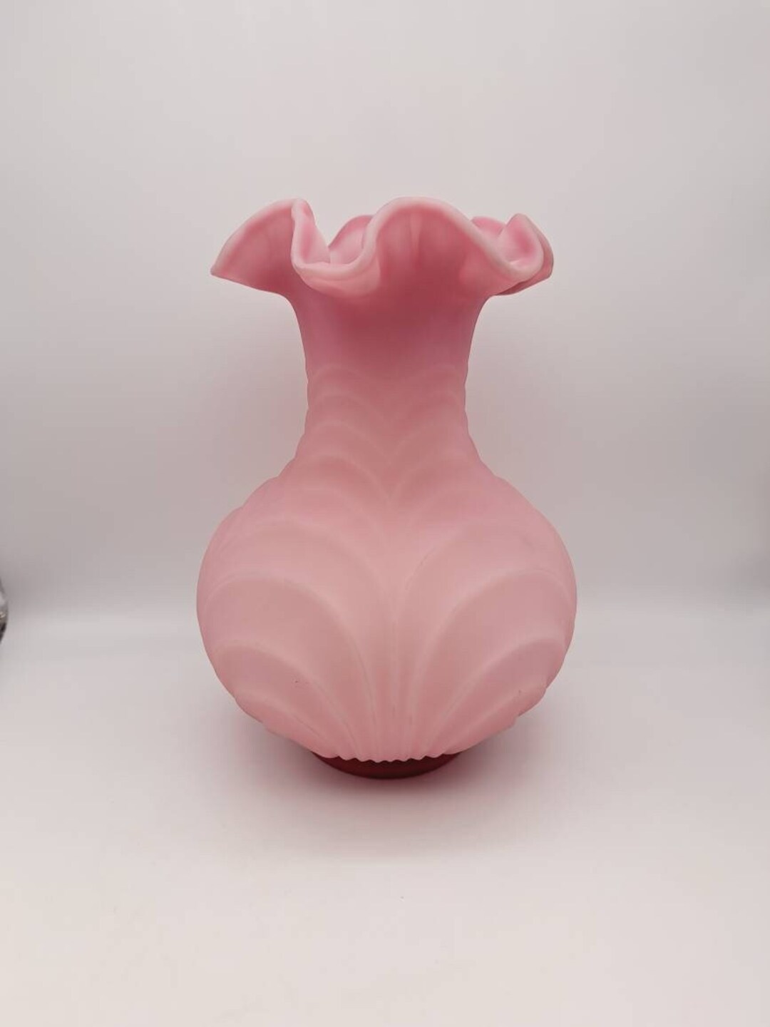 Vintage Fenton Pink Satin Drape Vase, Vintage Fenton Ruffled Vase ...