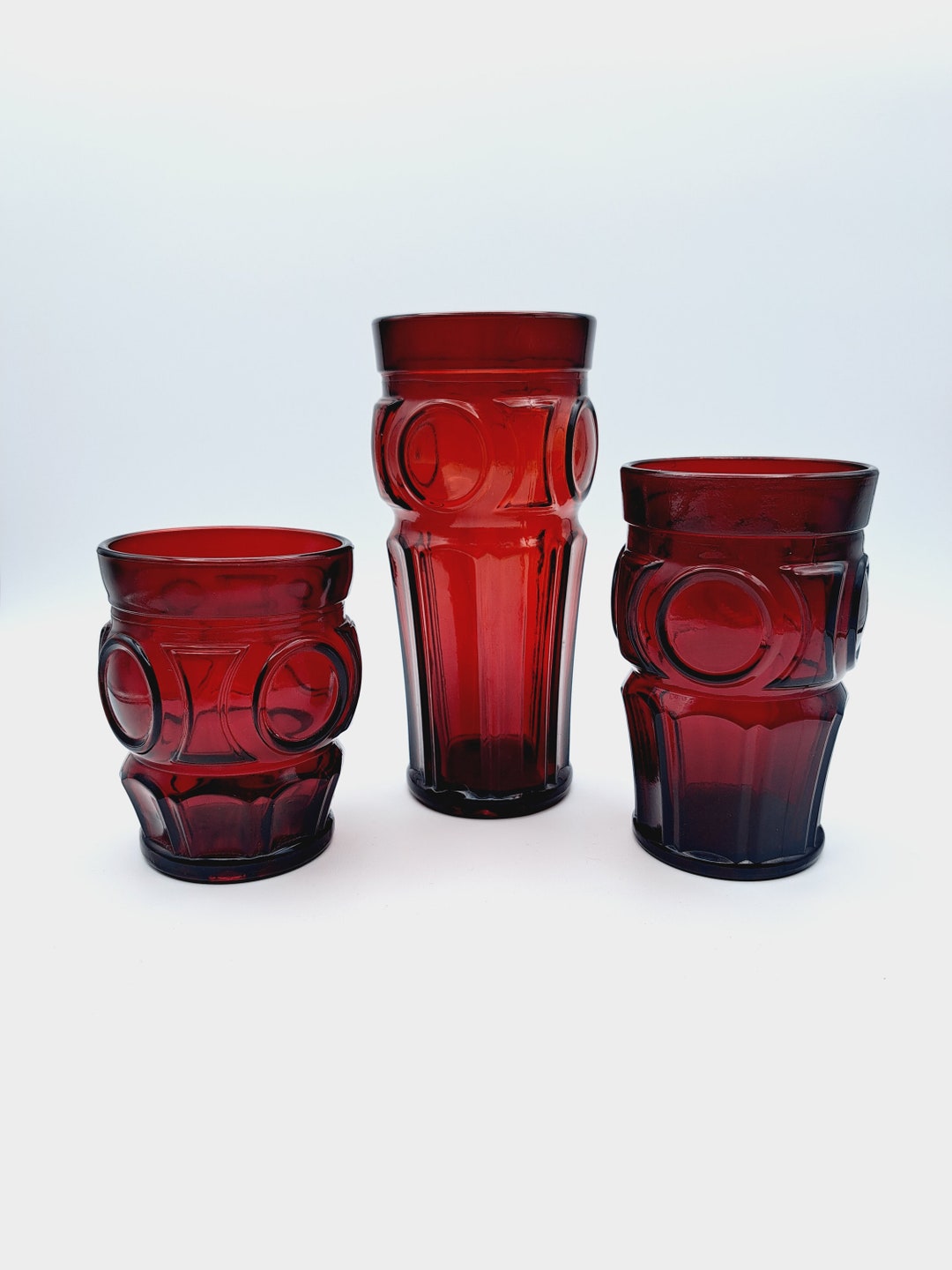 Vintage Wheaton Bullseye Red Tumbler Set, Collectible Wheaton Glass ...