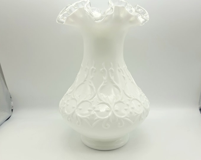 Fenton Art Glass - Spanish Lace Silver Crest Ruffled/crimped Rim Vase ...