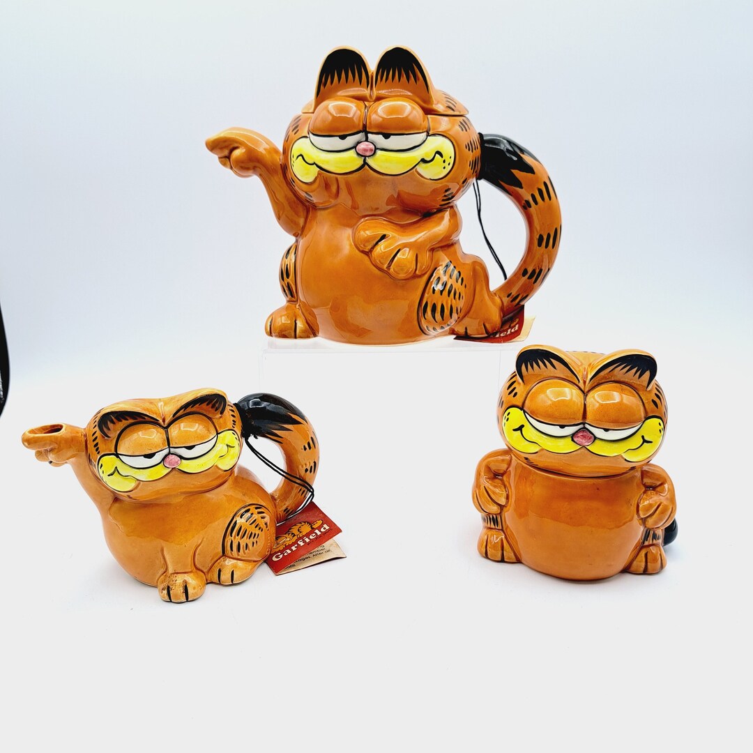 Vintage Enesco Garfield Teapot, Garfield Creamer and Garfield Sugar ...