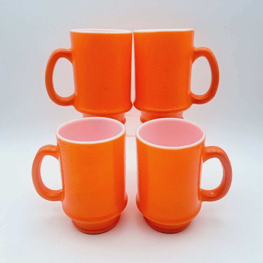 Vintage Hazel Atlas Orange Handled Mug Set, Collectible Hazel Atlas ...