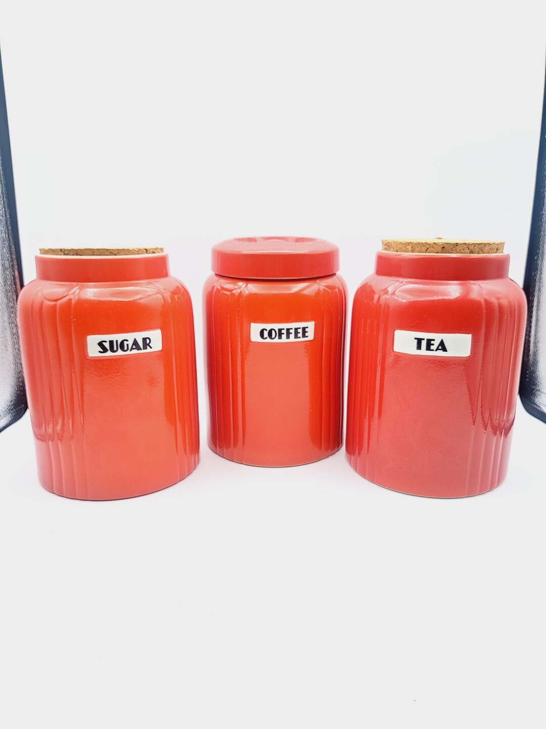 Vintage Hall Superior Chinese Red Canister Set, Mid Century Hall ...