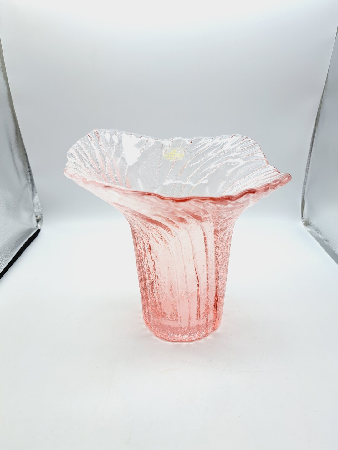Vintage Viking Vase, Collectible Viking Glass Pink Vase, West Virginia ...