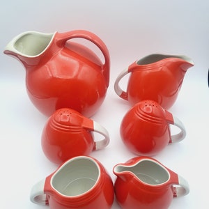Vintage Hall Superior Chinese Red, Hall Pottery, Creamer and Sugar ...