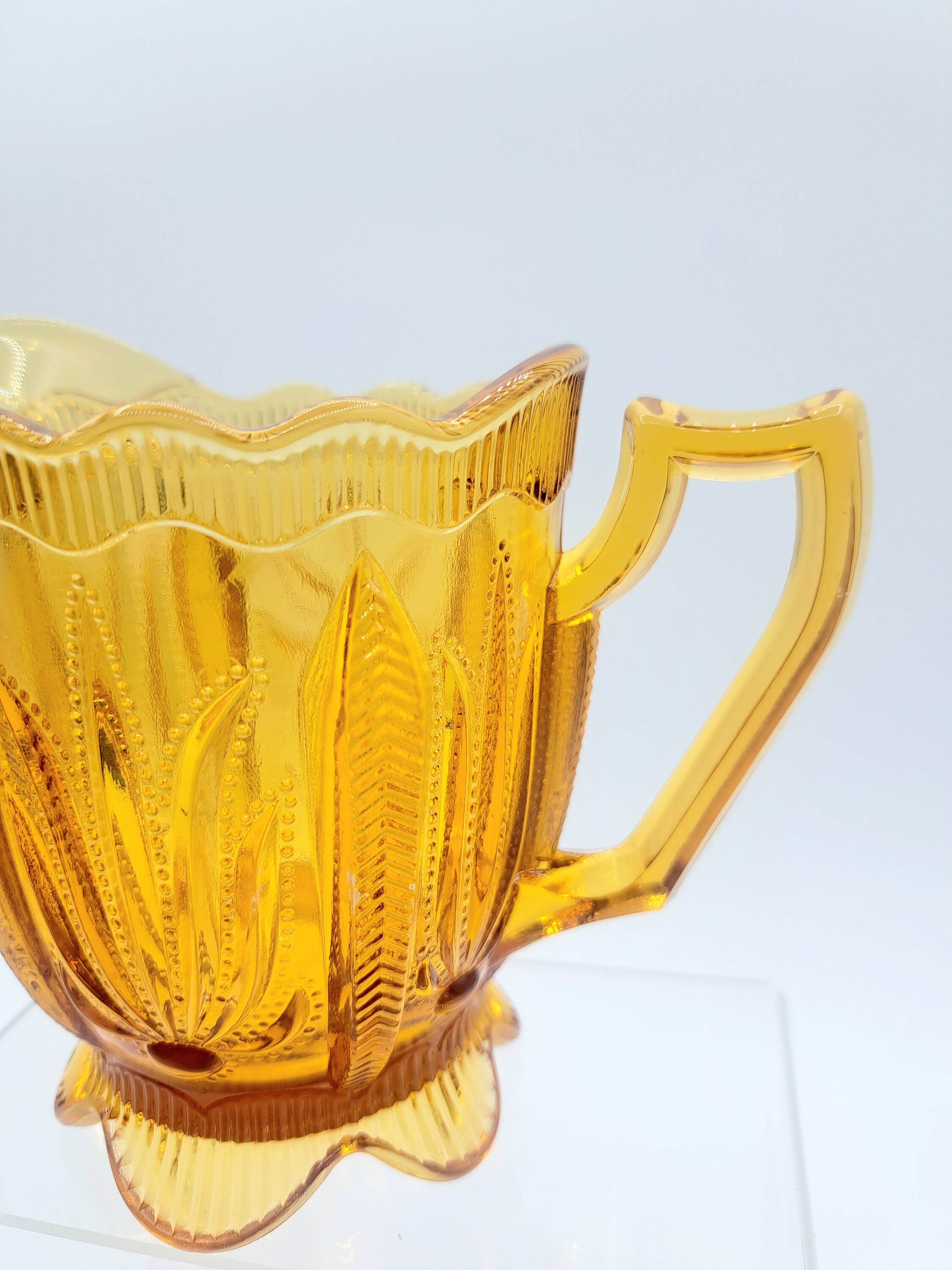 Vintage Fenton Cactus Creamer in Amber, Collectible Fenton Glass, Mid ...